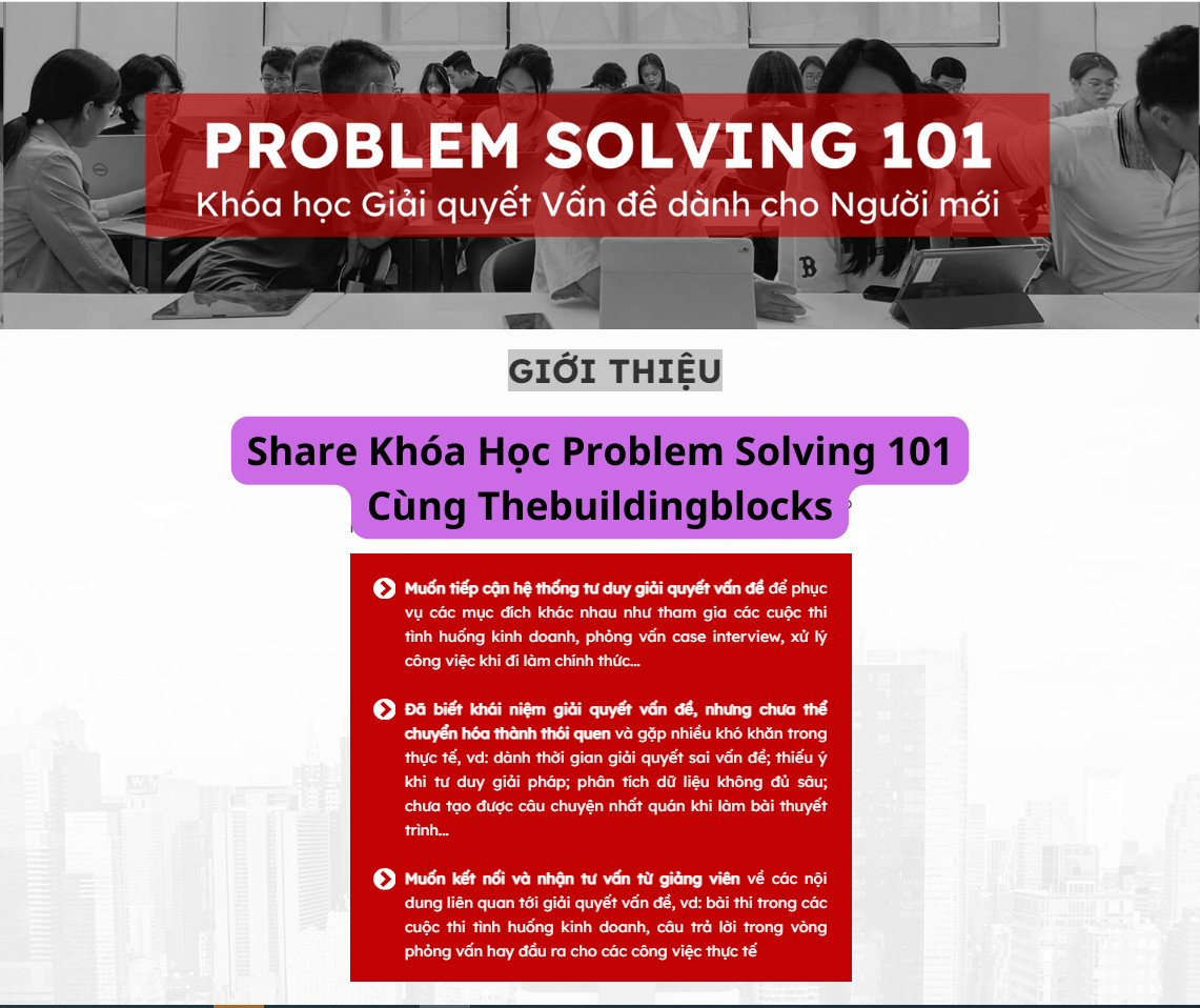 Khóa Học Problem Solving 101 Cùng Thebuildingblocks - Vua Khóa Học